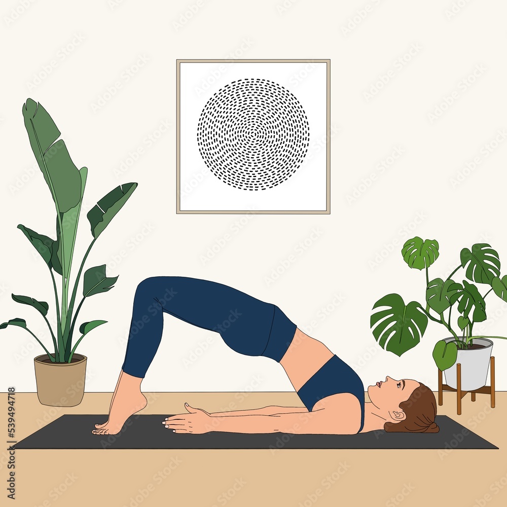 Bridge Pose / Setu Bandha Sarvangasana. Flexible woman girl doing ...