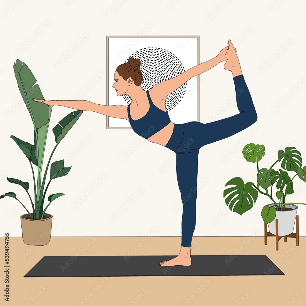 Dancer Pose (Lord Of The dance) / Natarajasana. Flexible standing woman ...