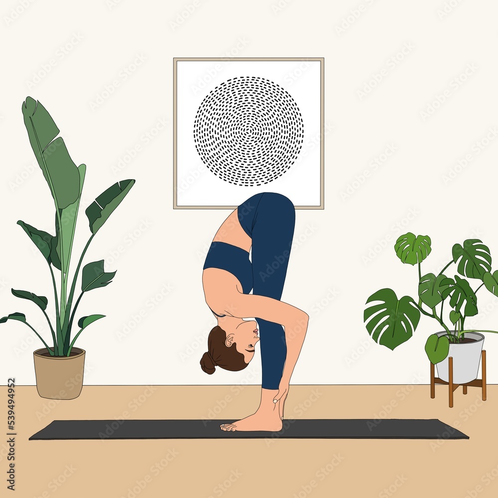 Standing Forward Fold (Bend) / Uttanasana. Flexible standing woman ...