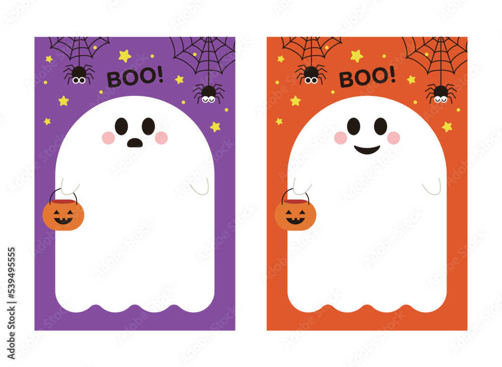 Cute Halloween concept card border frame design. Background design with ...