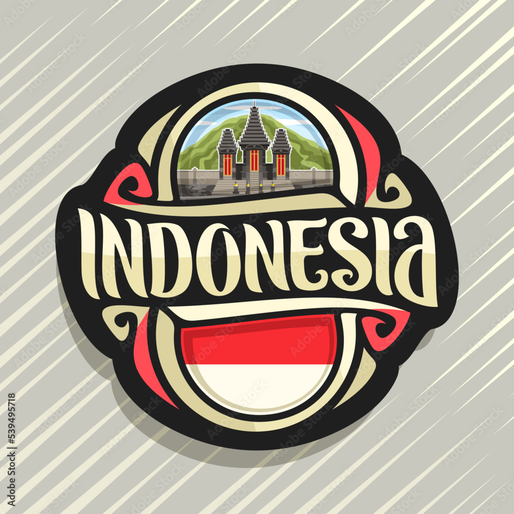 Vector logo for Indonesia country, fridge magnet with indonesian state ...