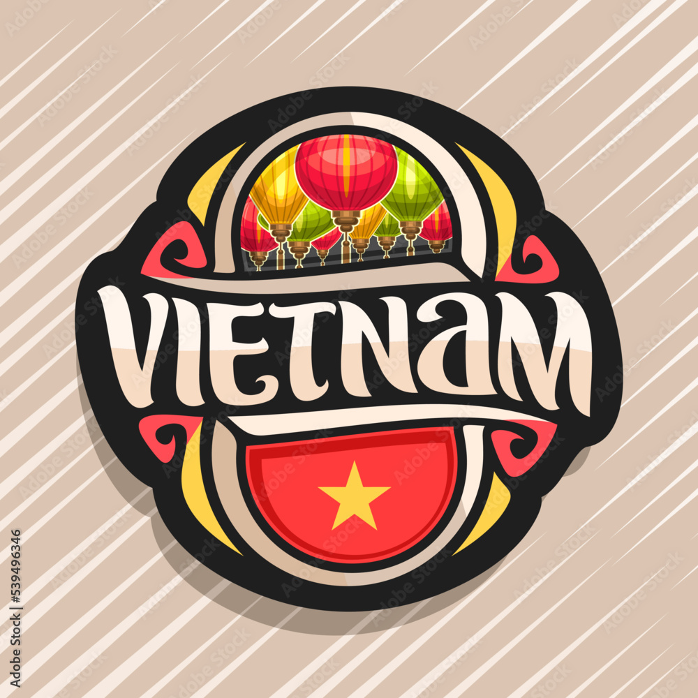 Vector logo for Vietnam country, fridge magnet with vietnamese state ...