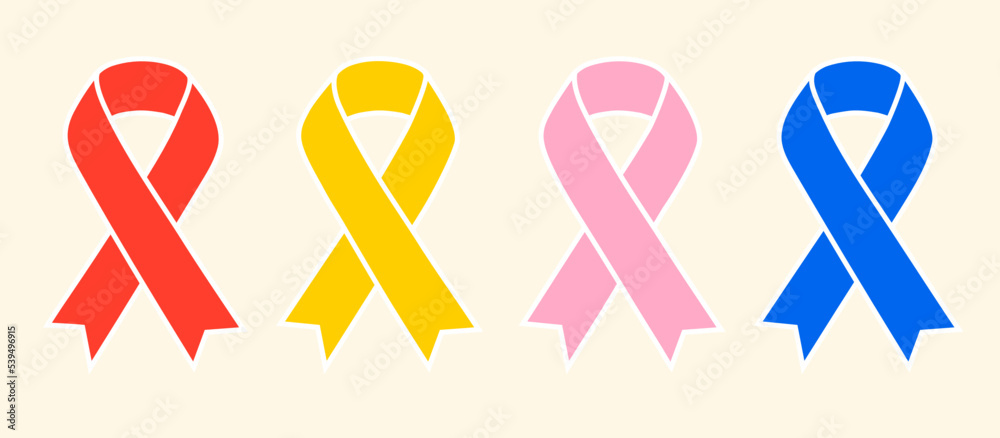 Awareness Ribbons - A color set of vector awareness ribbons. White ...