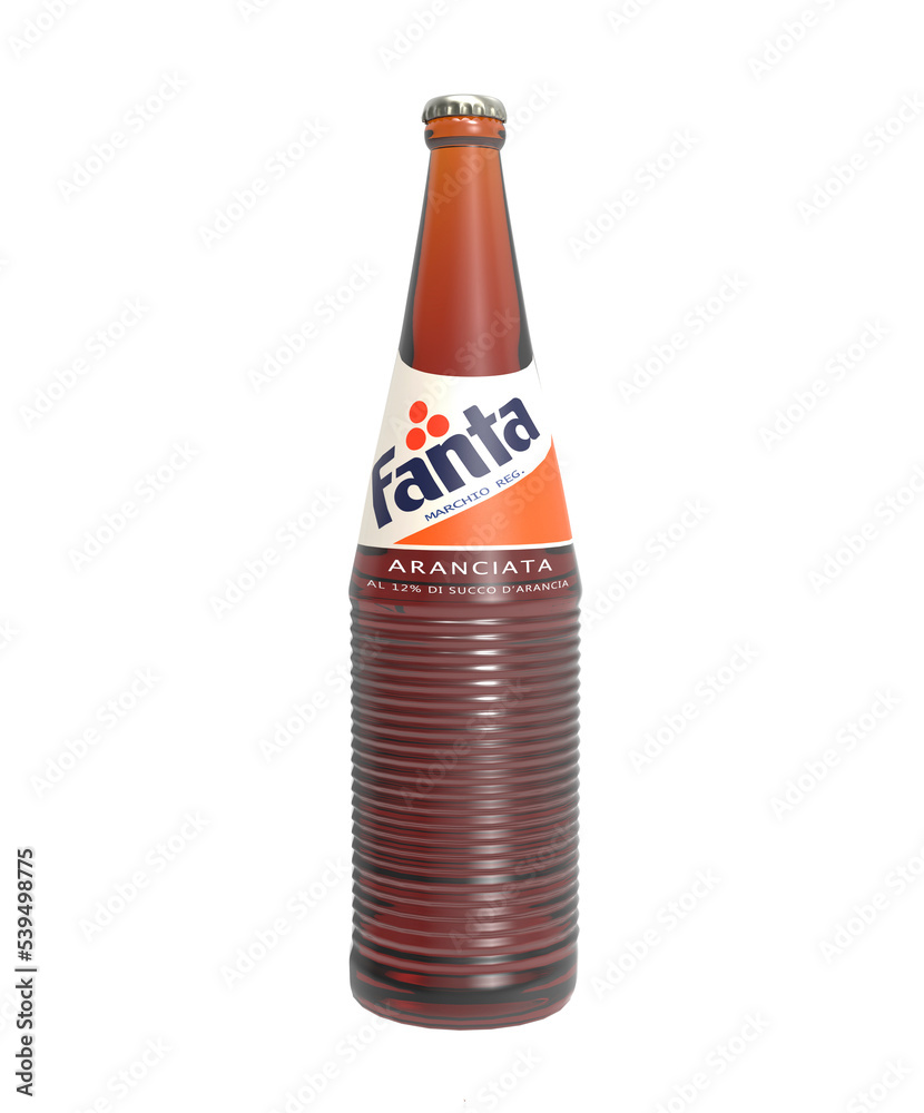 Vintage Fanta bottle, orange soft drink on transparent background Stock ...