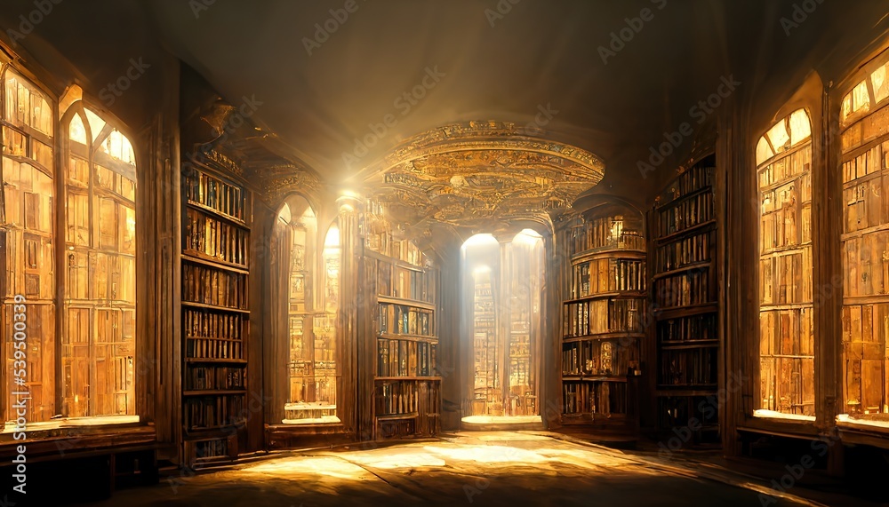 Beautiful front hall in the library with columns and vaulted ceilings ...