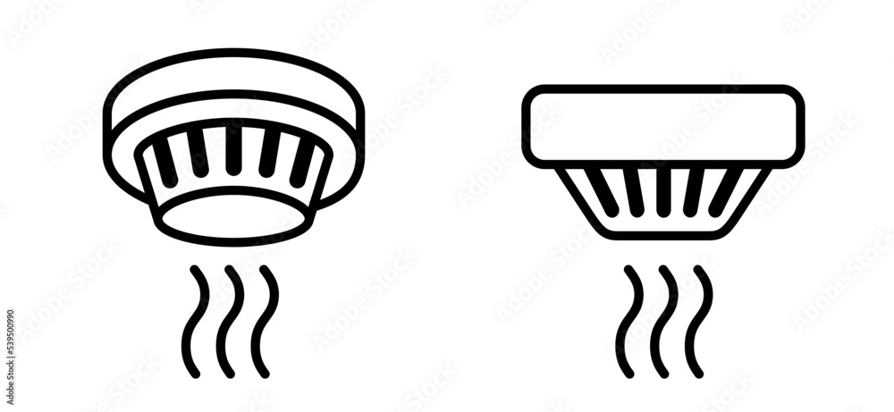 Drawing cartoon house, home or work wireless smoke detector. Flame ...