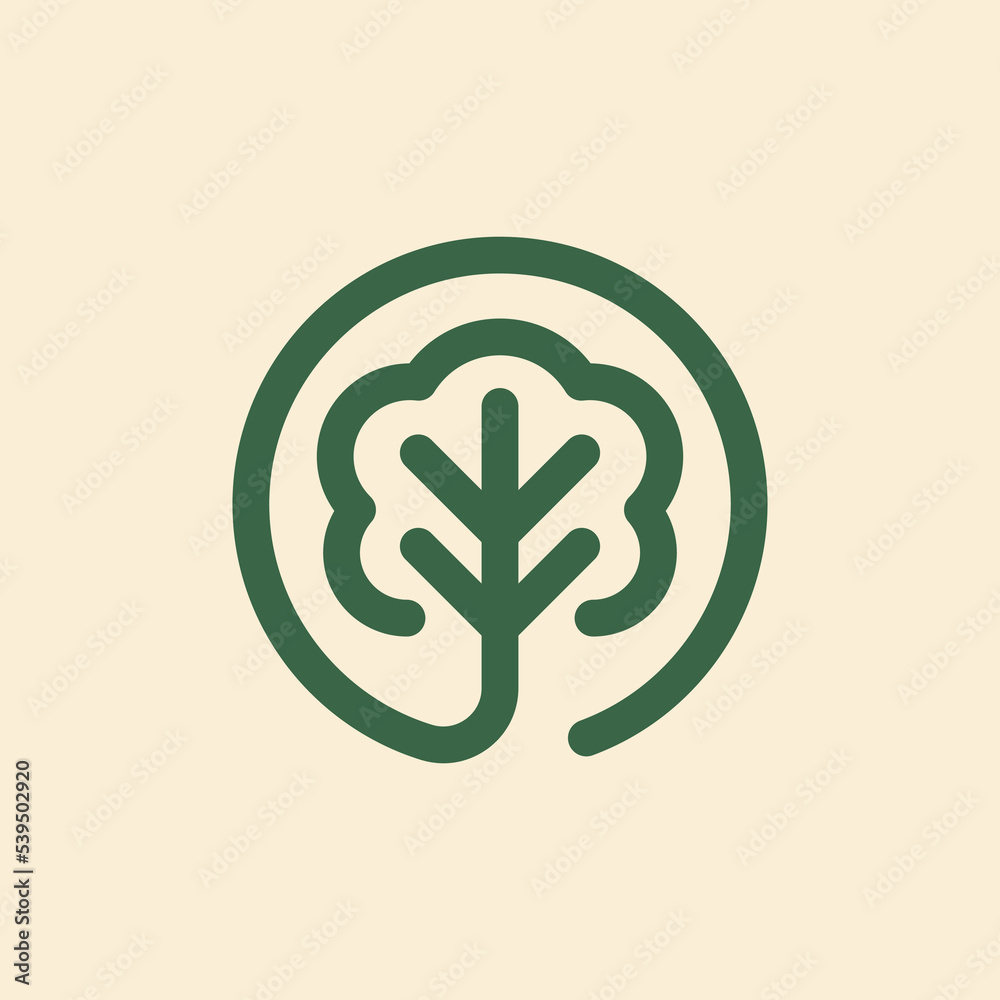 Nature logo design concept. Minimal icon of abstract tree leaf ...
