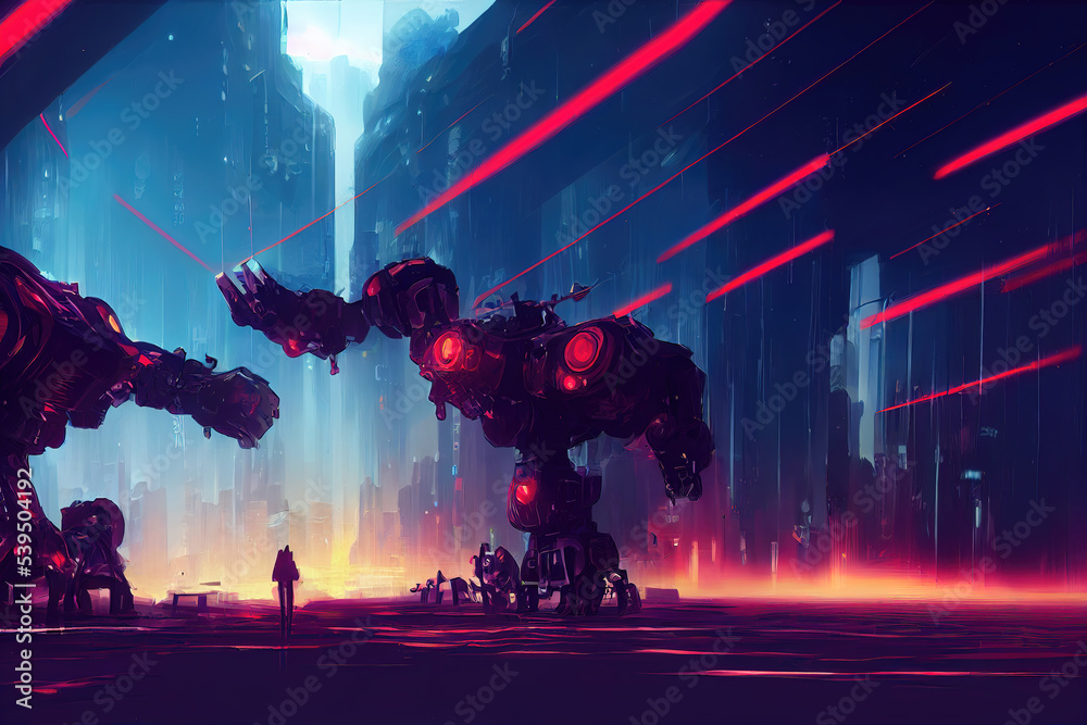 sci fi robot laboratory, concept art illustration Stock Illustration ...