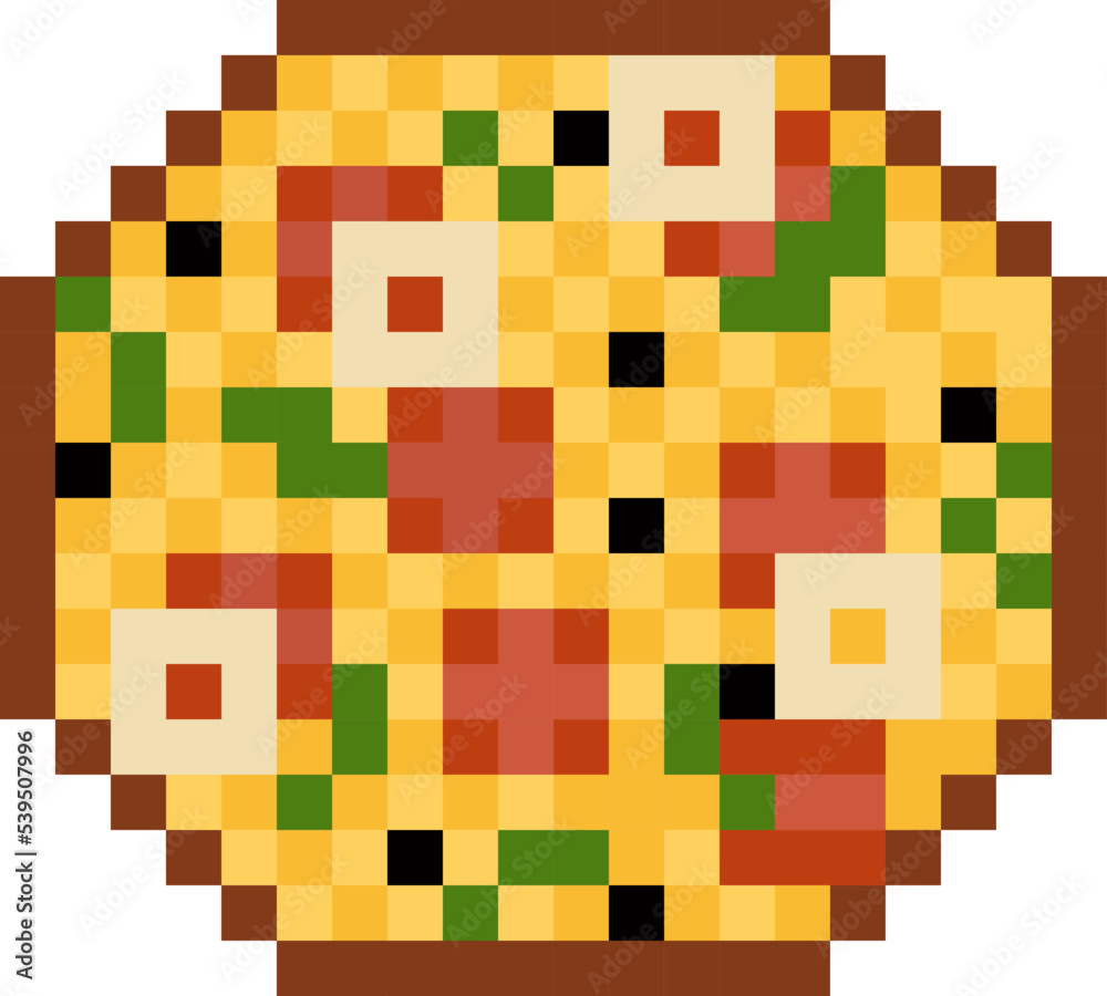 Full pizza artwork for video game icon. Design for stickers, pizzeria ...
