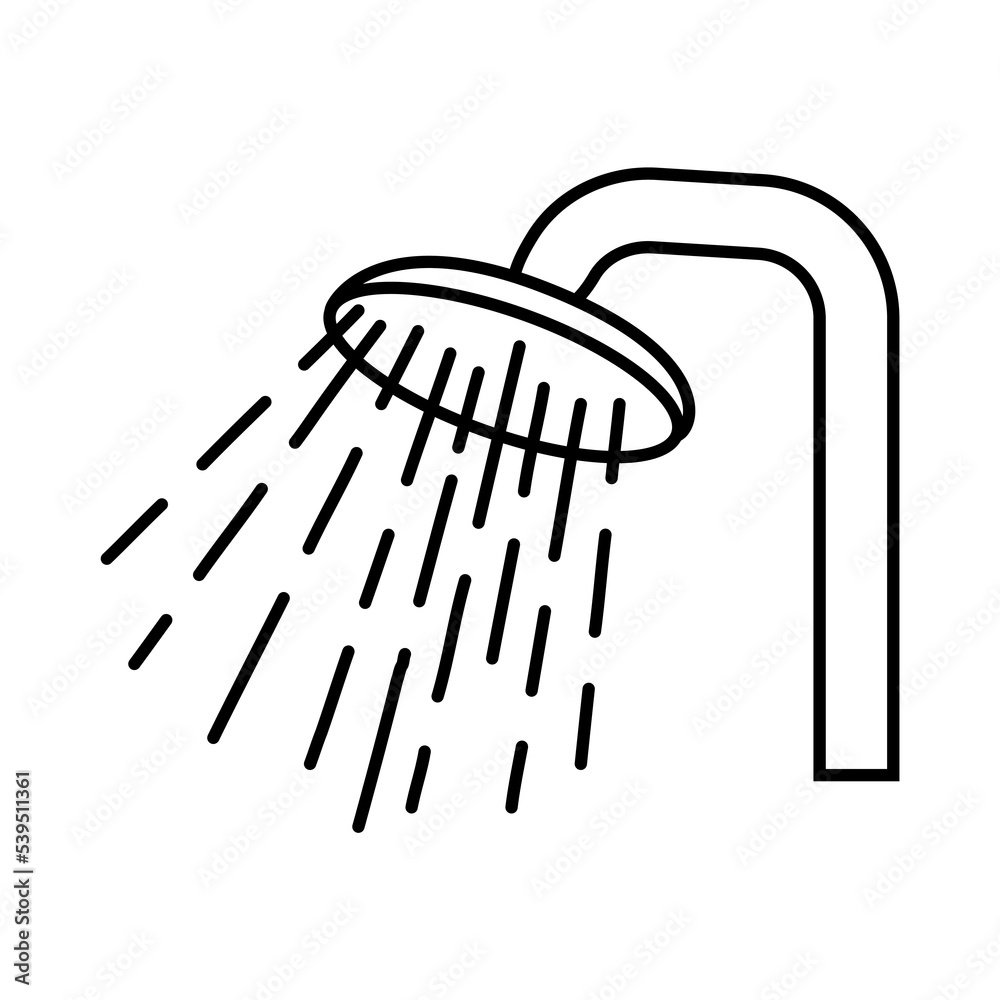 Shower Vector Head Icon In Hand Drawn Doodle Style Water Shower Symbol