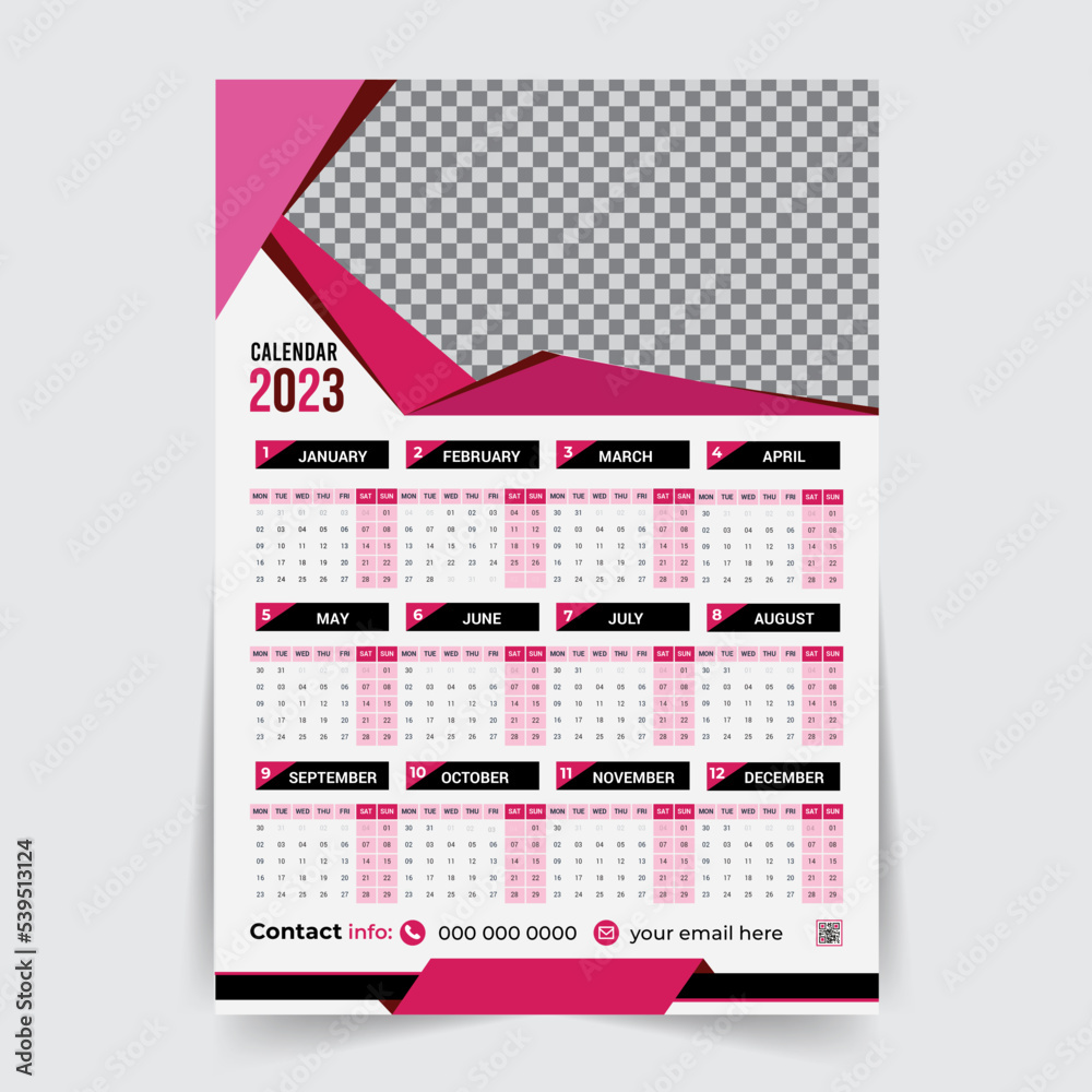 Modern 2023 new year wall calendar design template Vector, Creative ...
