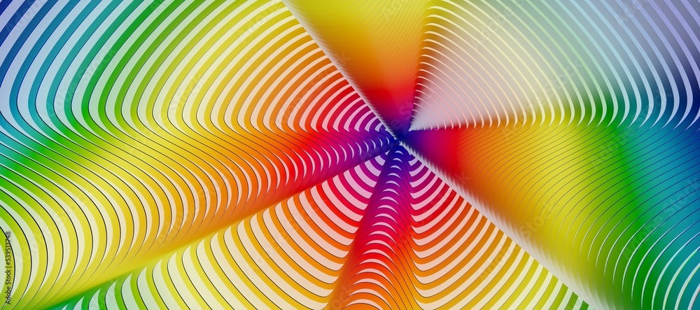 3D render abstract background. Colorful twisted shapes in motion ...