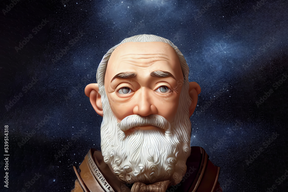 3D Rendered portraits of physicist and mathematician Galileo Galilei ...