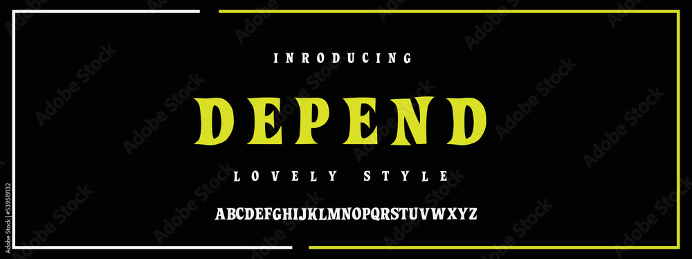 DEPEND Minimal urban font. Typography with dot regular and number ...