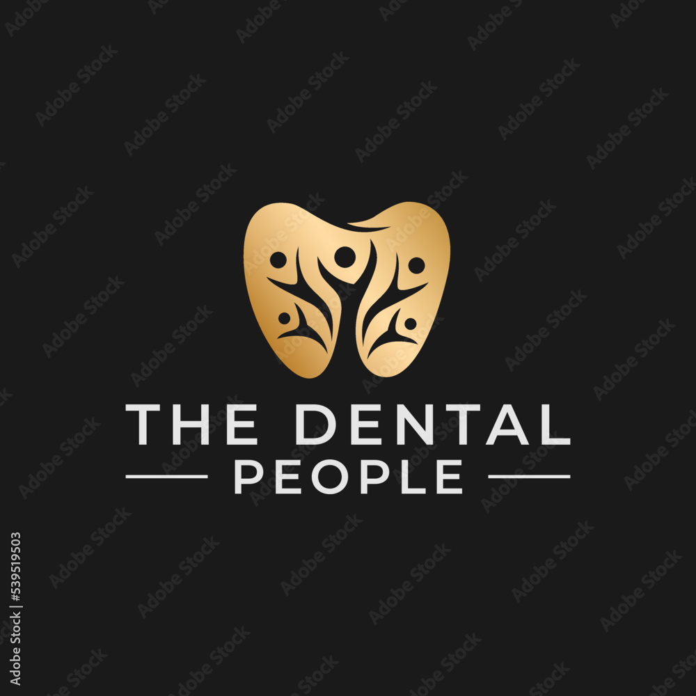 Gold tooth dental people logo Stock Vector | Adobe Stock