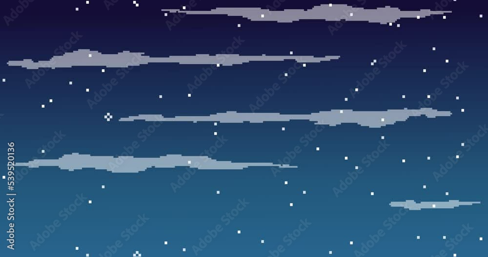 Pixel animation. Night sky animation with stars. Pixel background video ...