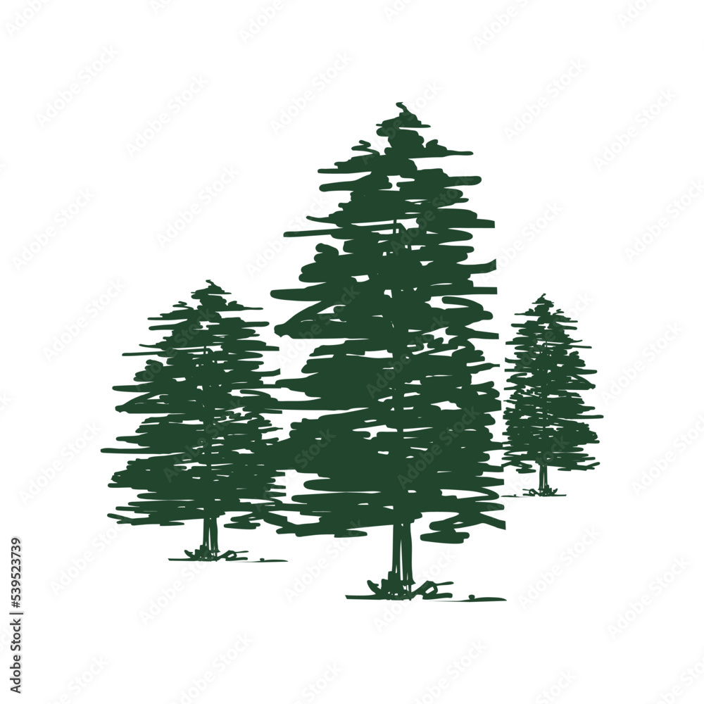 Pine tree design element for logo, poster, card, banner, emblem, t ...