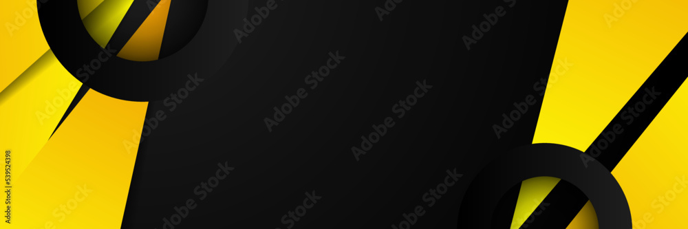black and yellow modern wide banner. Vector abstract graphic design ...