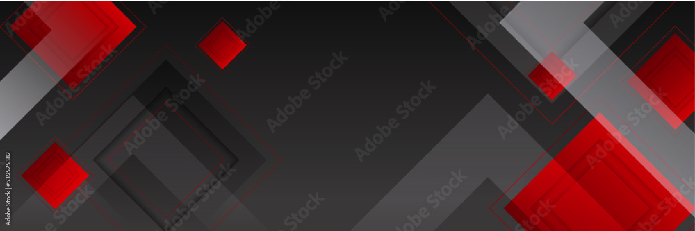 Modern black and red abstract banner. High contrast red and black ...