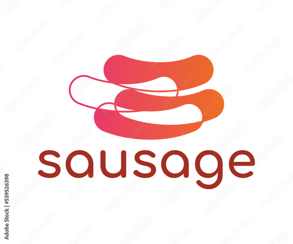 Fresh sausage logo design template. Outline vector illustration, linear ...