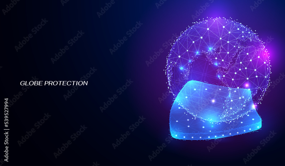 Cyber globe security low poly network on cyber space concept. Earth ...