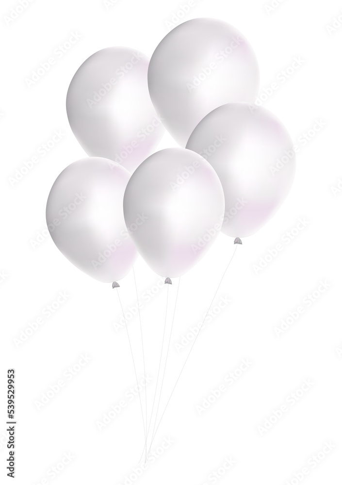 PNG. White Balloons Bunch on transparent background. Stock Illustration ...