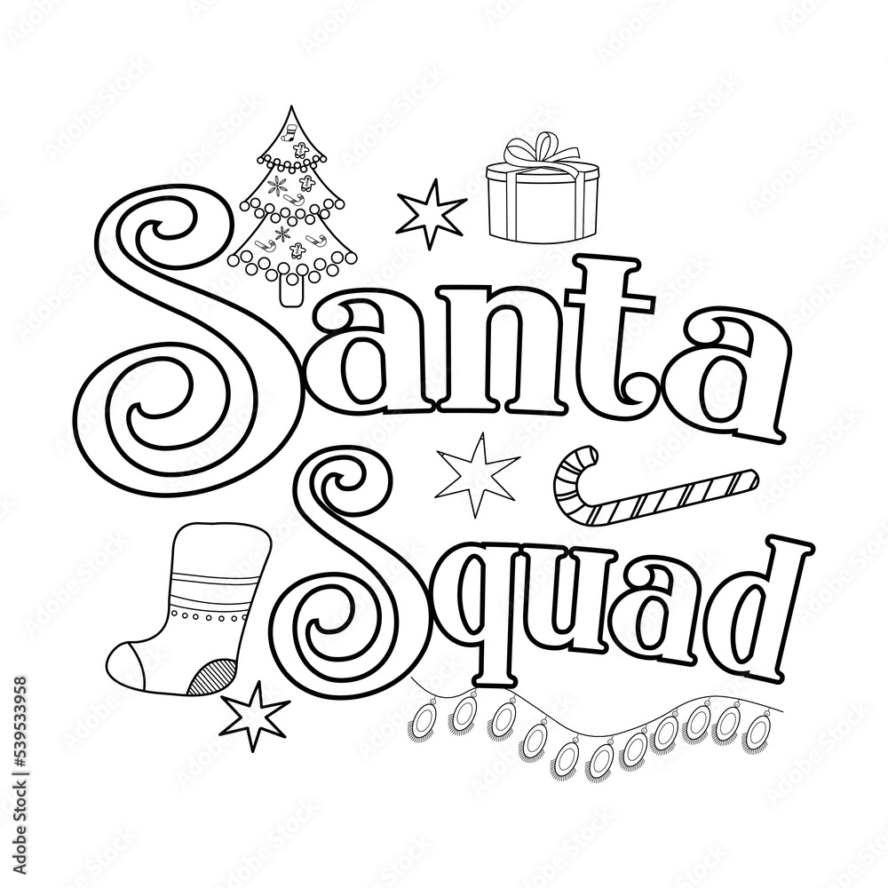 Merry Christmas Coloring page. Christmas line art coloring page design ...