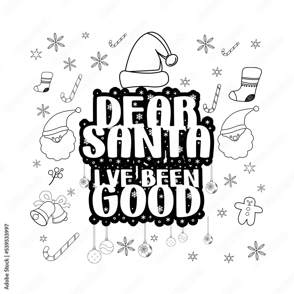 Merry Christmas Coloring page. Christmas line art coloring page design ...