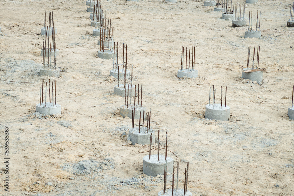 Monolithic foundation with metal reinforcement. Concrete Pile ...