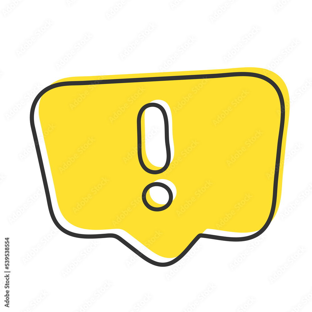 Exclamation important mark, attention logo, warning speech bubble ...