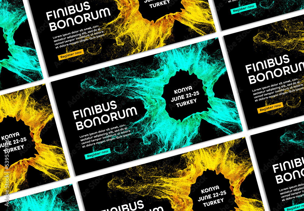 Creative Event Screen Layout with Explosion Particles Stock Template ...
