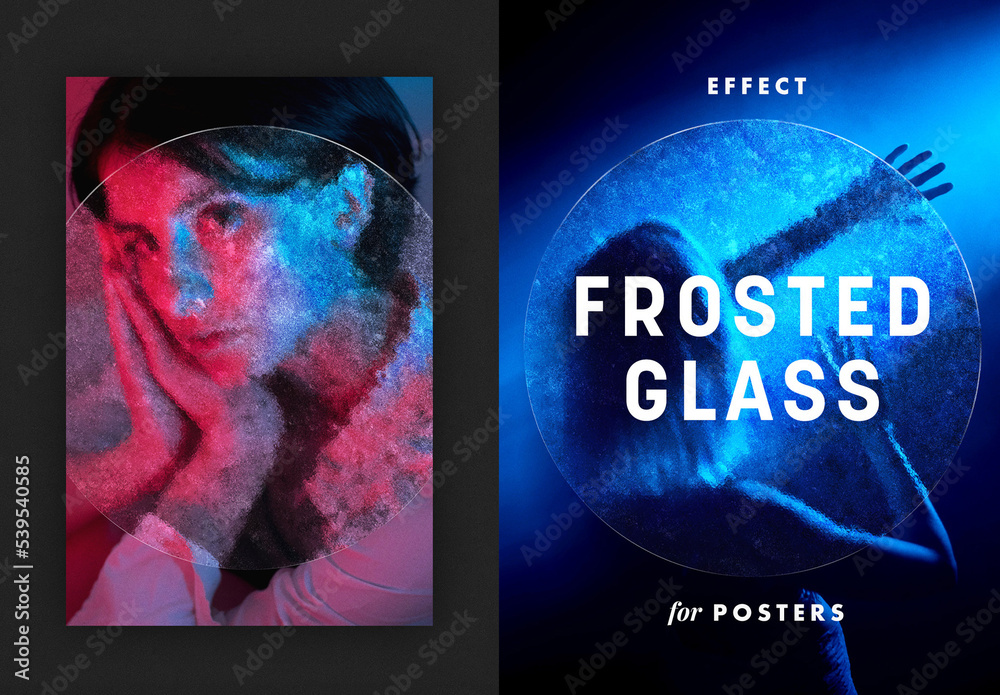 Frosted Glass Poster Photo Effect Mockup Stock Template | Adobe Stock