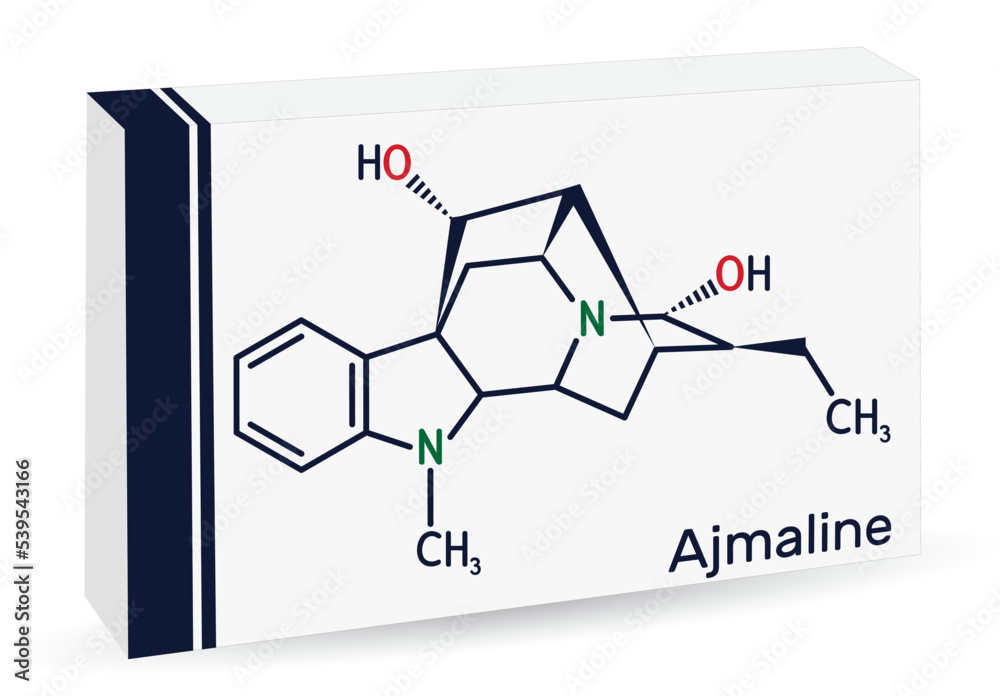 Ajmaline molecule. It is alkaloid, antiarrhythmic used to manage a ...