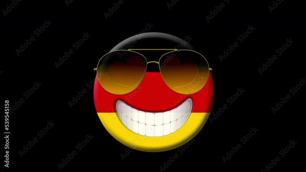 Germany.Animation of smiling face with german flag isolated by the ...