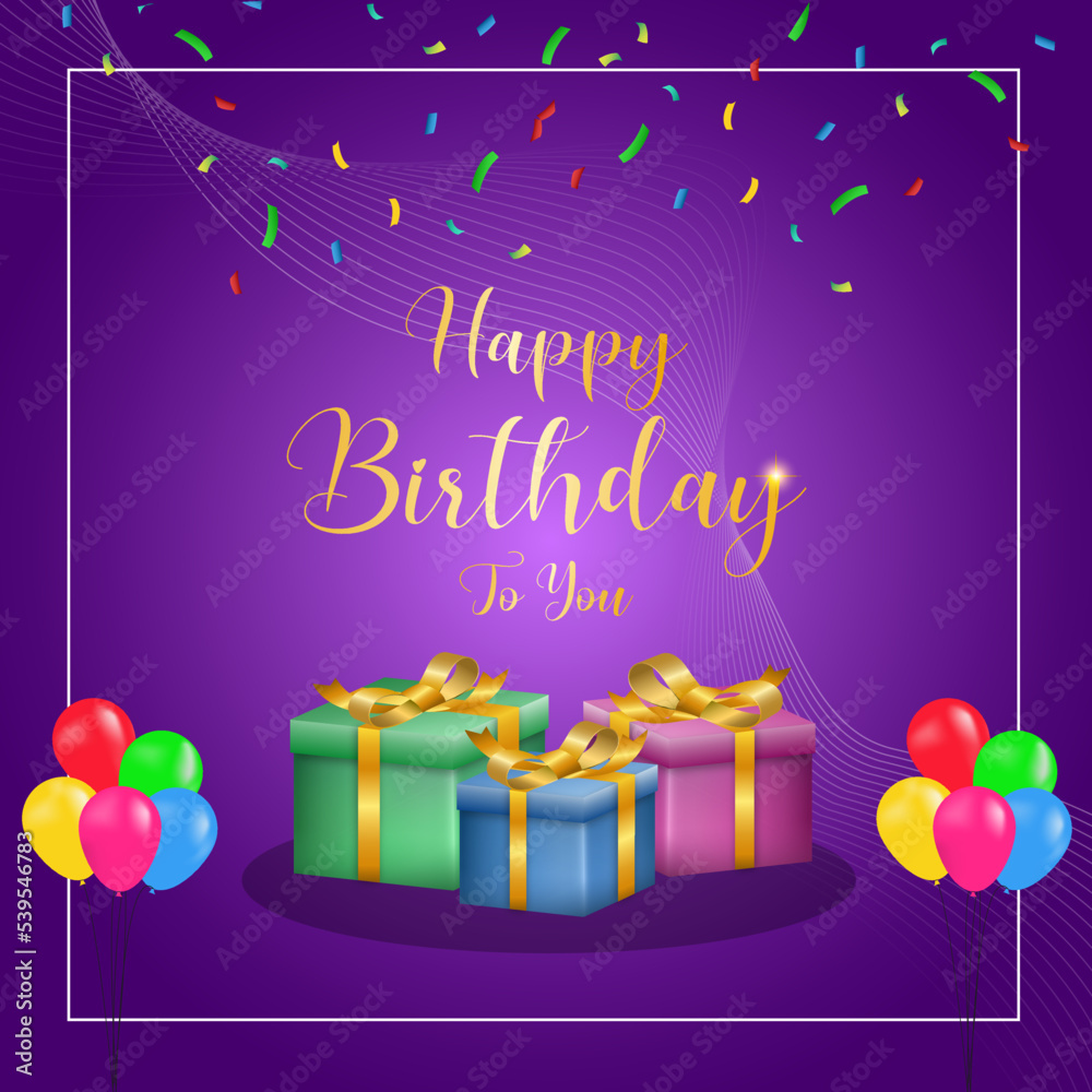 Happy birthday social media post Stock Vector | Adobe Stock