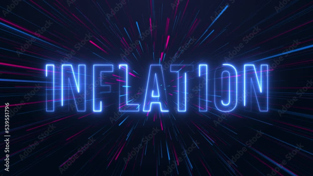 Vidéo Stock inflation - neon text with neon lines animation.blue and ...