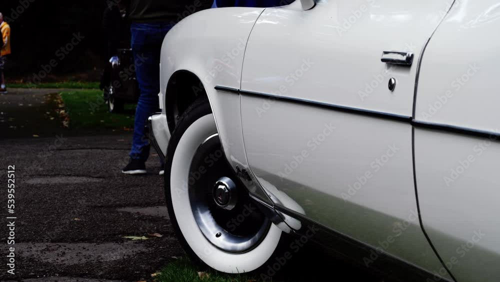 Vintage classic car side view in car park Stock-Video | Adobe Stock