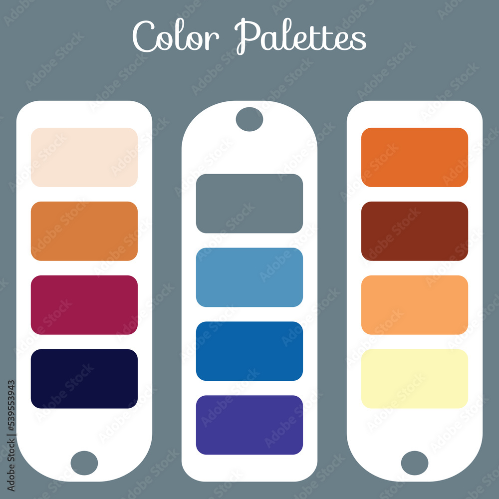 Abstract color palettes set, multi color combination palettes ...