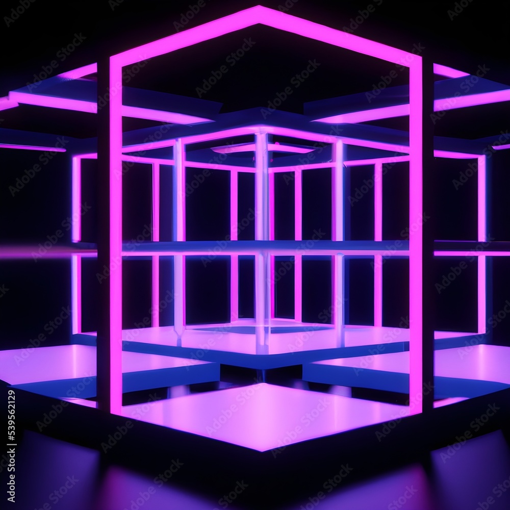 Neon rhombus frame or neon lights sign. Retrowave abstract background ...