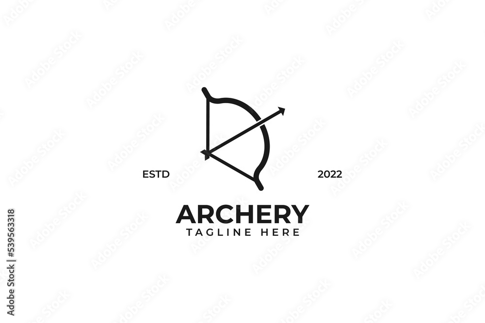 Flat archery bow and arrow logo design vector illustration idea Stock ...