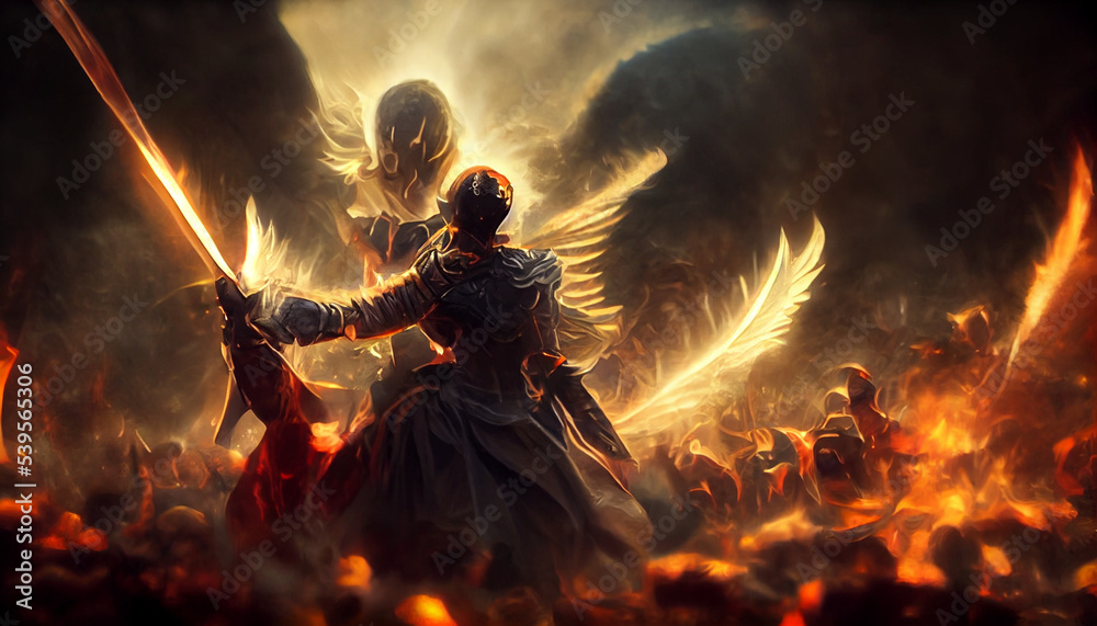 An angel fights with a demon. Eternal battle good vs evil. Inspired by ...