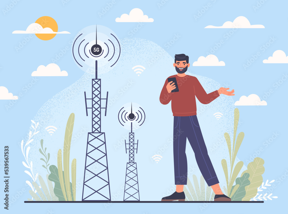 Communication 5g services. Modern technologies and digital world ...