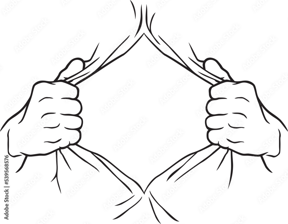 Hands Tearing Surface Vector Illustration Stock Vector | Adobe Stock