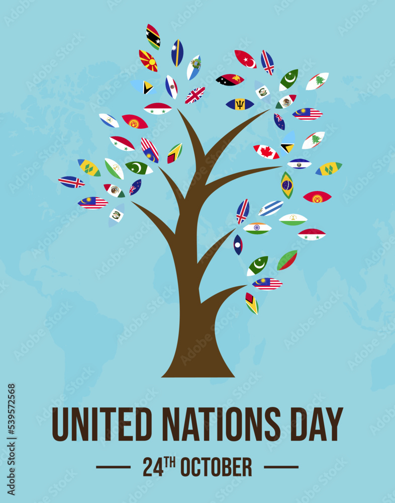 United Nations Day, 24th October, United Nations flag, Vector Design ...