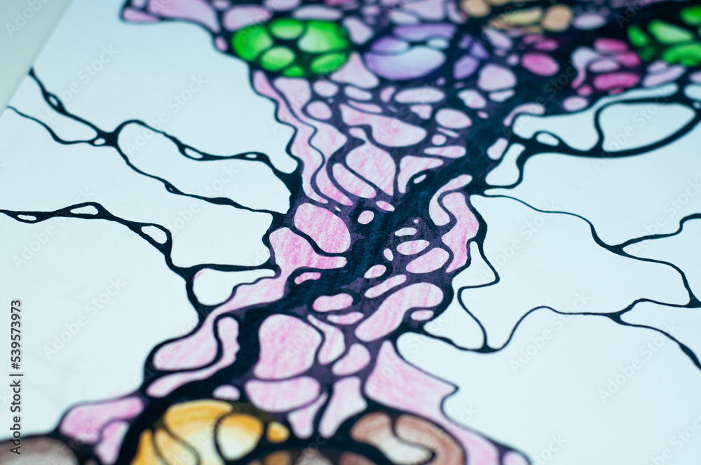 Hand drawn neurographic drawing. Neurographics is psychological method ...