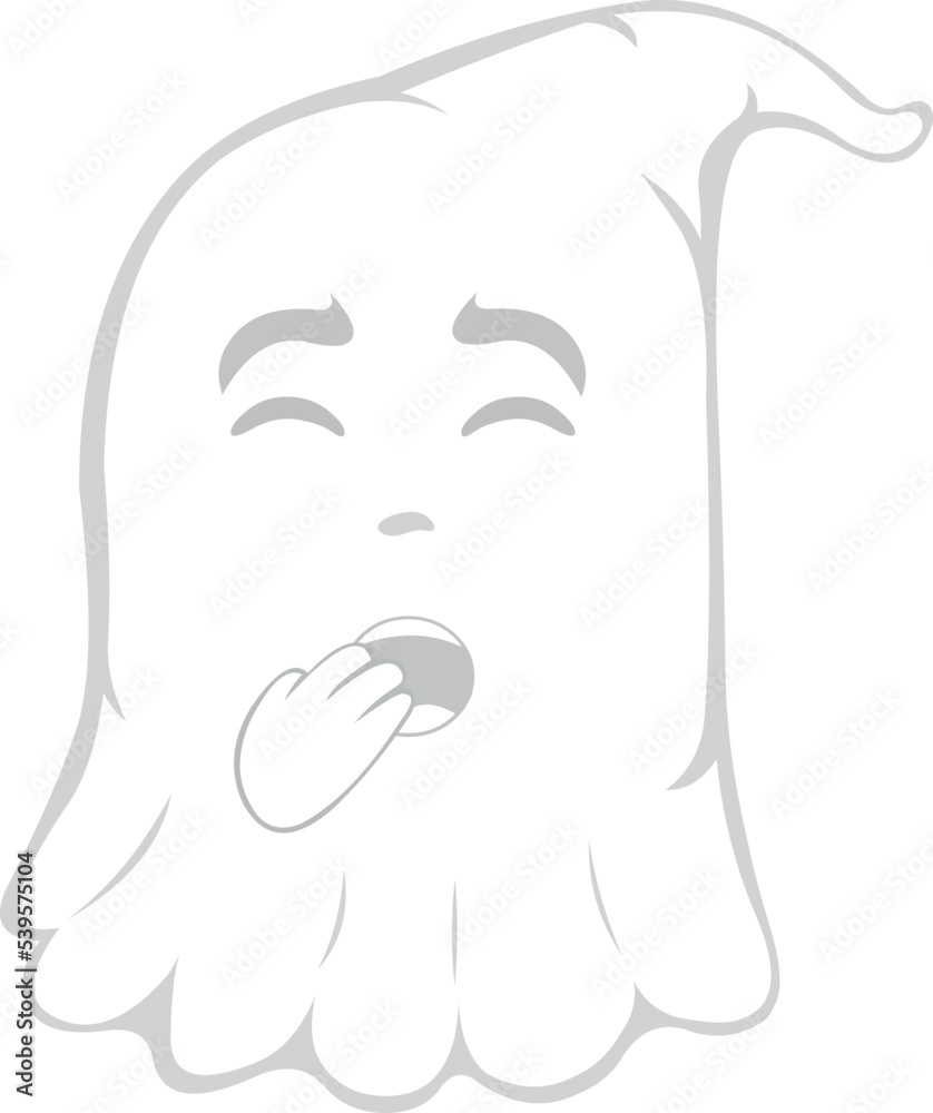 Vector illustration of a cartoon ghost yawning with his hand in his ...