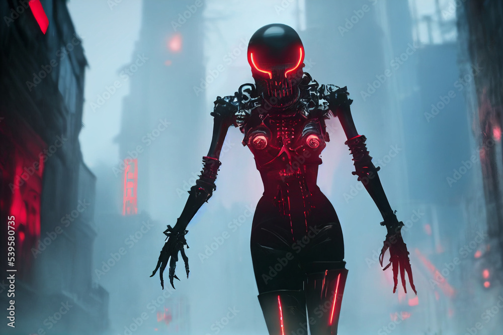 Monster cyborg in dystopian and cyberpunk styles. High quality ...