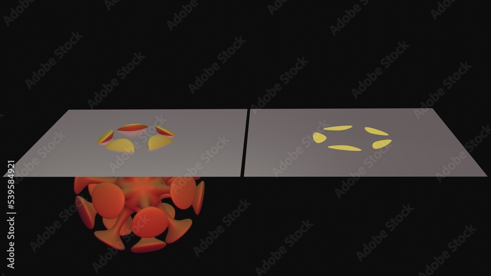 3d object intersecting 2d plane, revealing cross sections where both ...