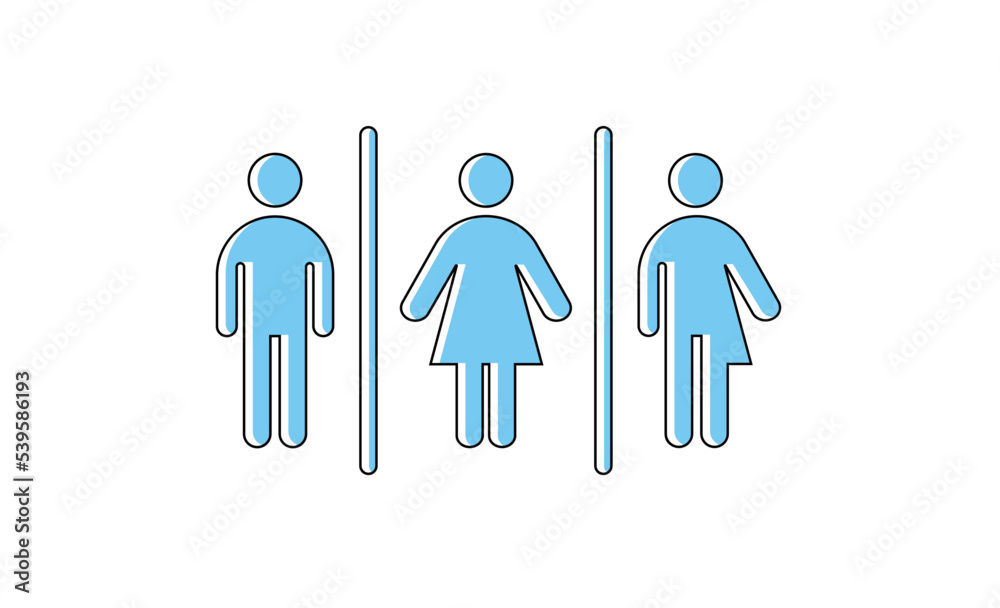 All gender restroom sign. Gender neutral toilet icon. Vector flat line ...