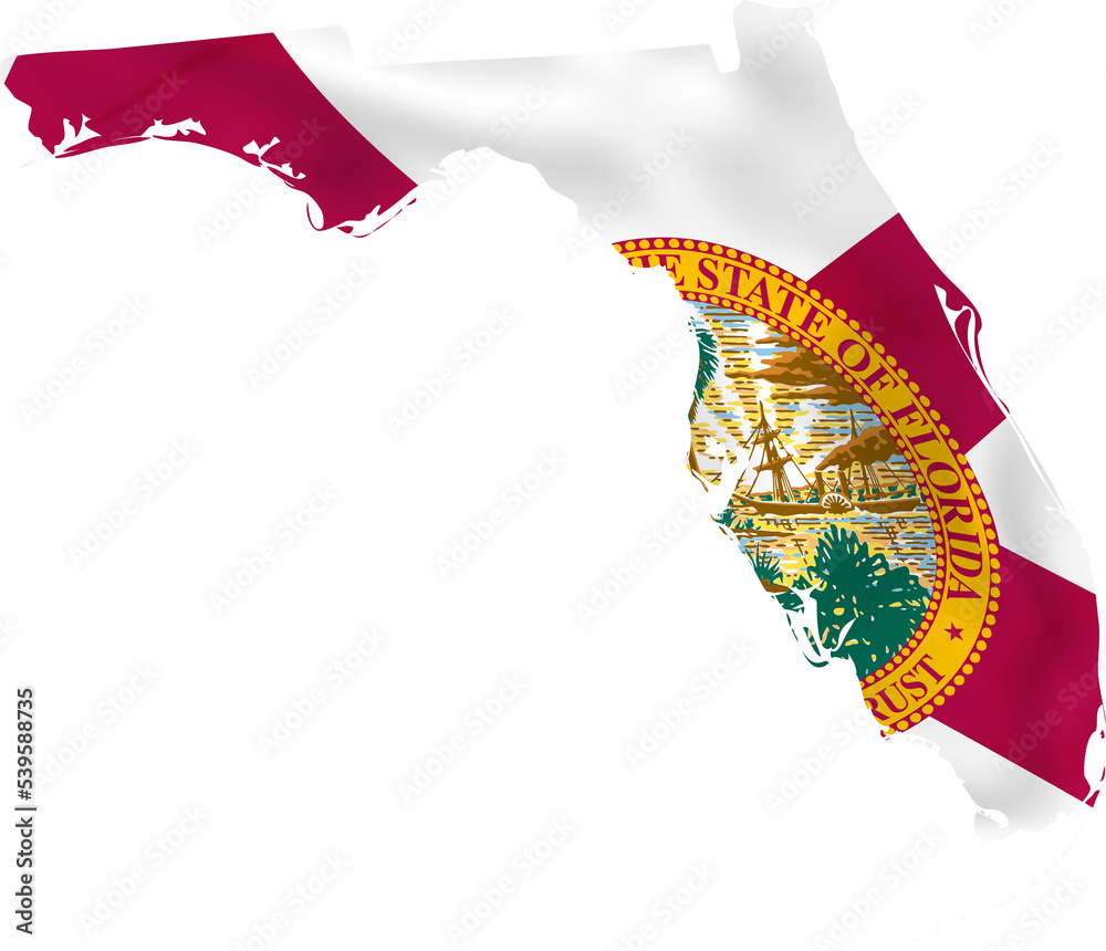 Florida map with waving flag, US state. Stock Illustration | Adobe Stock
